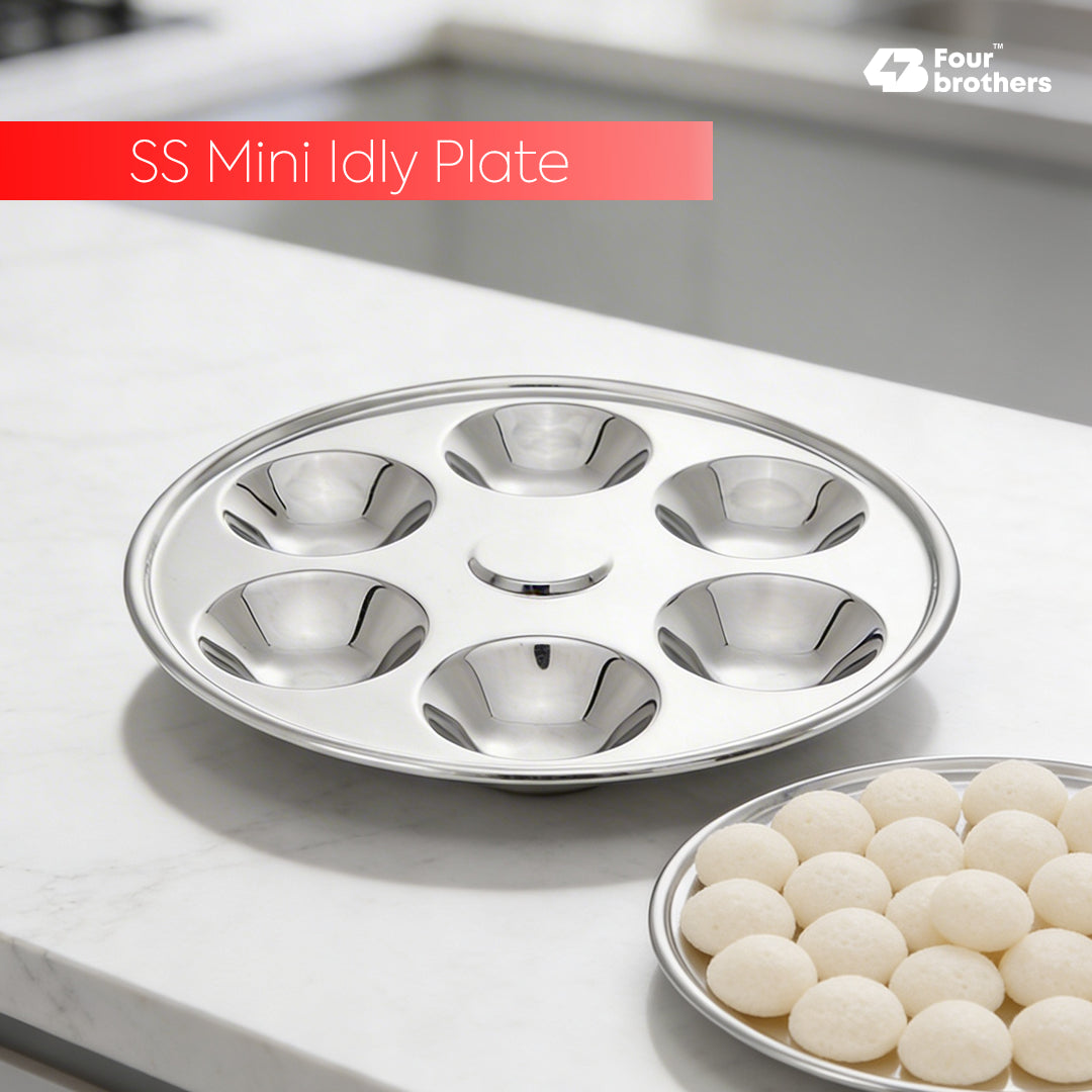 Stainless Steel Mini Idly Plate – 6 Idly Capacity – Four Brothers