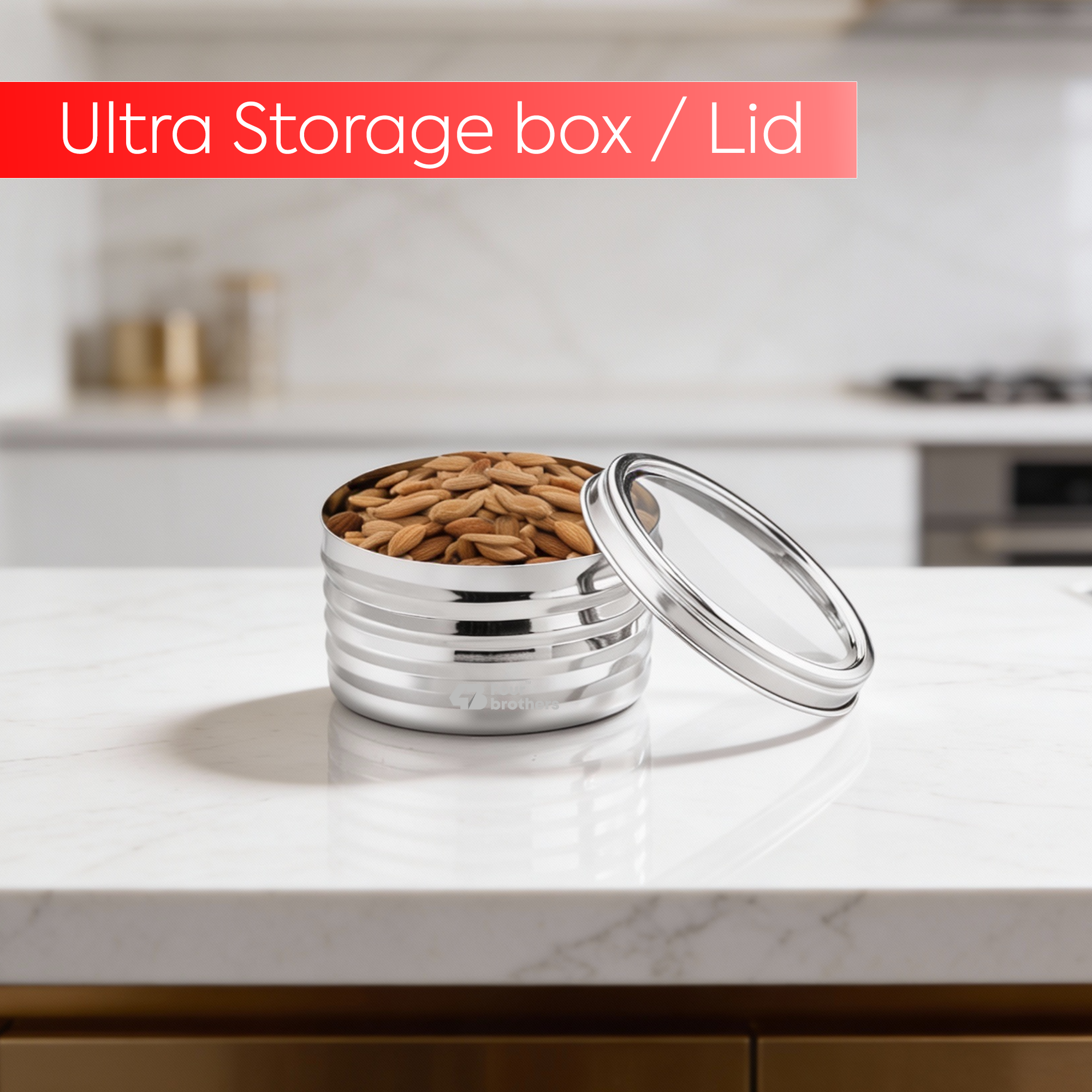 Ultra Storage Stainless Steel Box with See‑Through Lid – Four Brothers